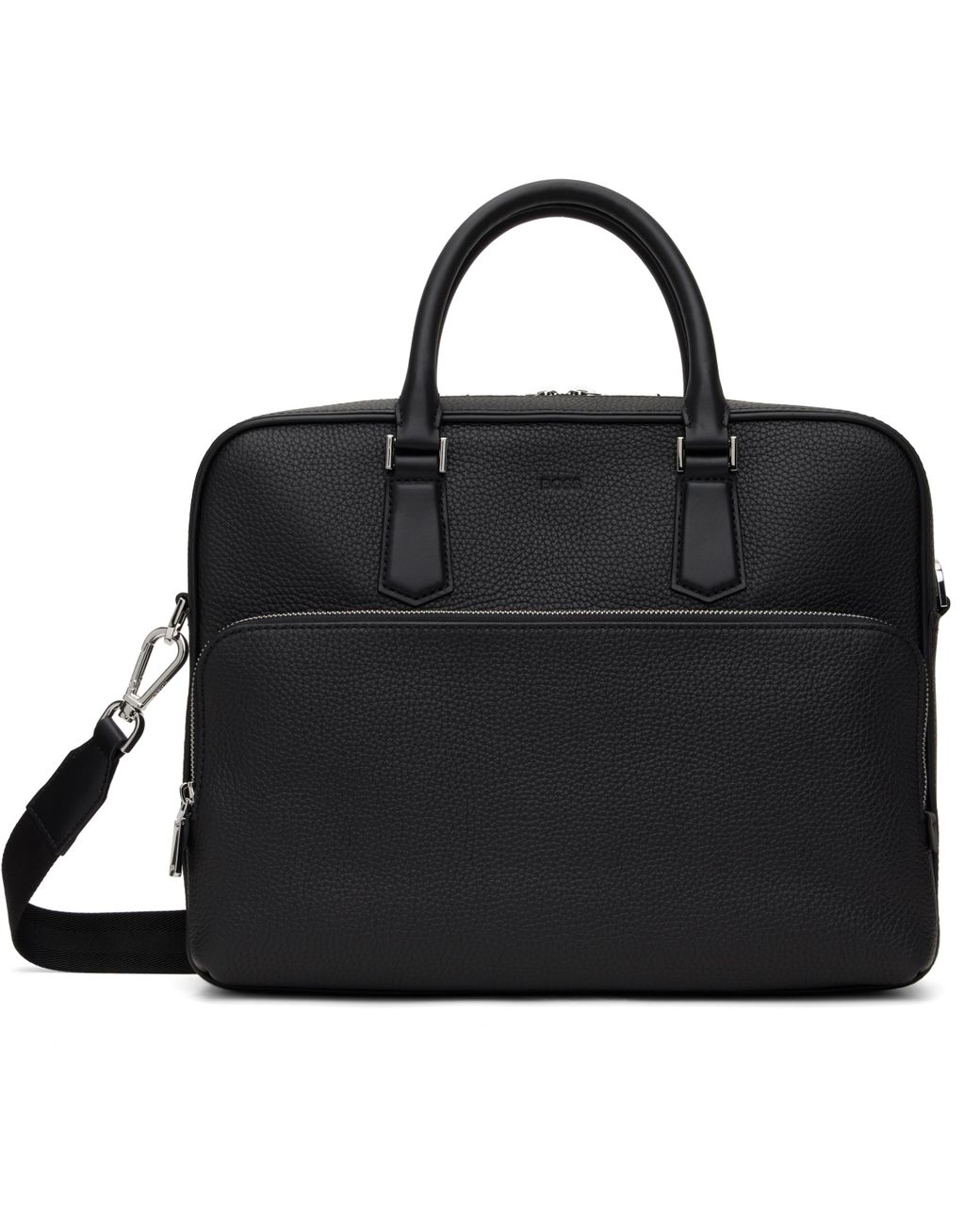 BOSS Leather Emed Logo Briefcase in Black for Men | Lyst