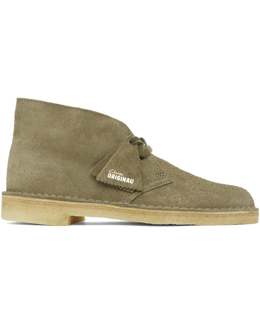 Clarks Khaki Suede Desert Boots in Black for Men | Lyst