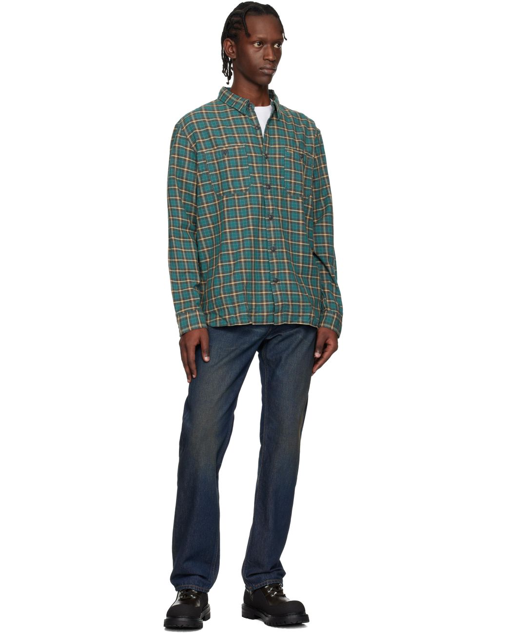 RRL Flannel Shirt in Green for Men | Lyst