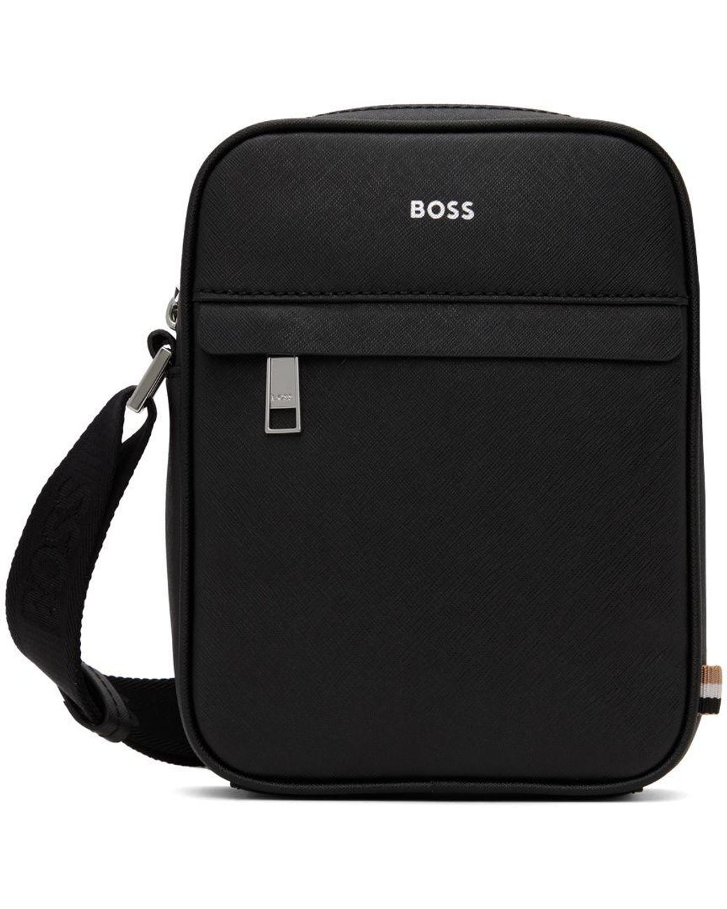 BOSS Black Structured Reporter Bag for Men | Lyst