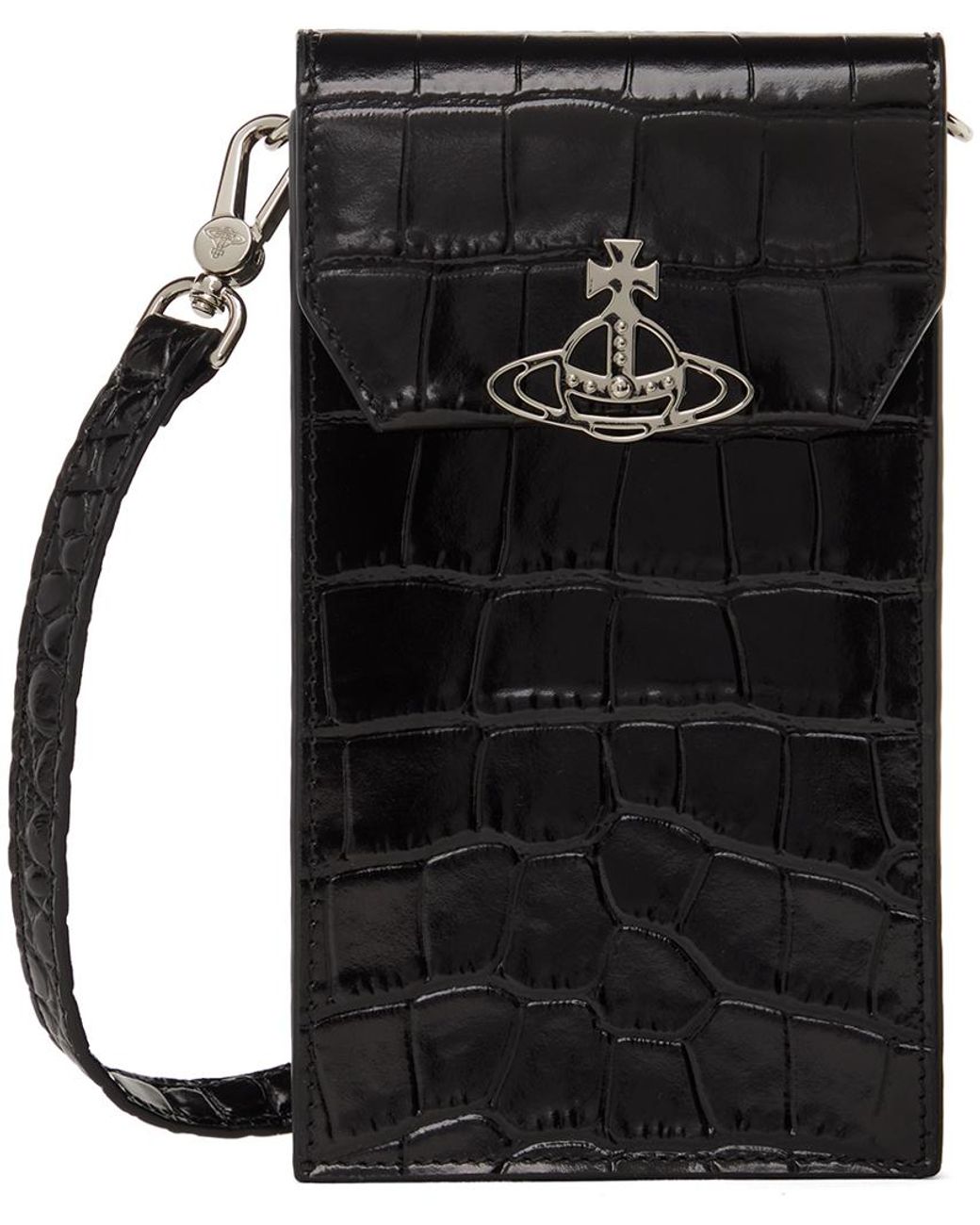 Vivienne Westwood Crocodile Thin Line Orb Phone Pouch in Black for Men | Lyst
