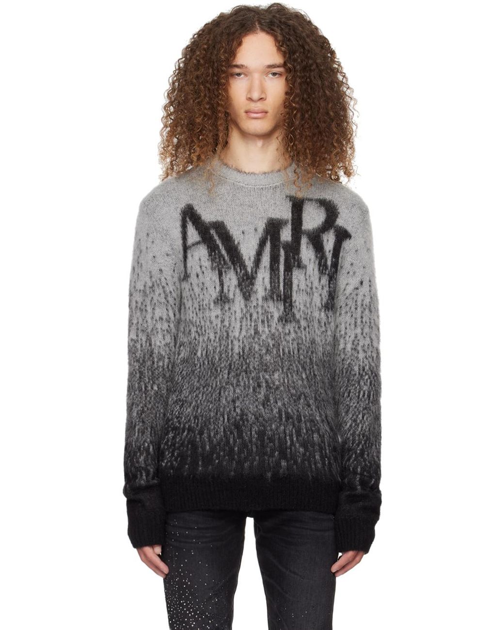 Amiri Gray staggered Gradient Sweater in Black for Men | Lyst Amiri Gray staggered Gradient Sweater in Black for Men | Lyst