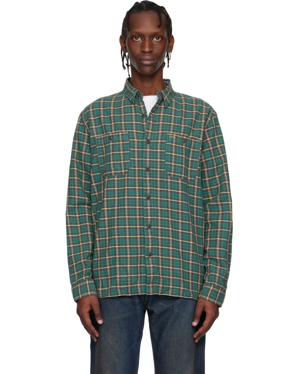 RRL Flannel Shirt in Green for Men | Lyst
