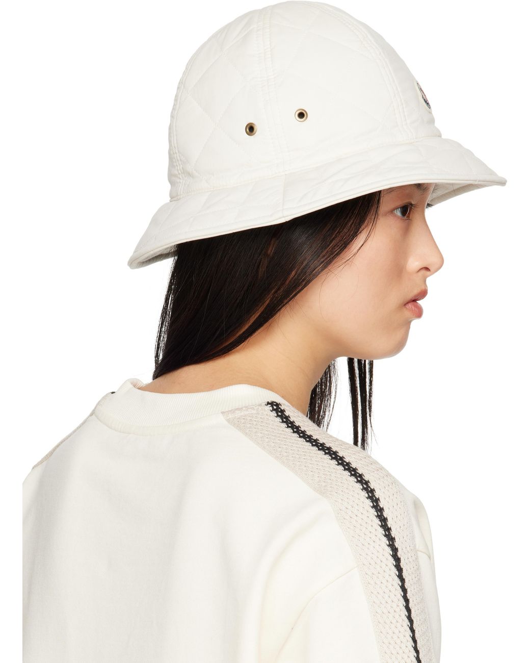 Moncler Off- Quilted Bucket Hat in Natural | Lyst
