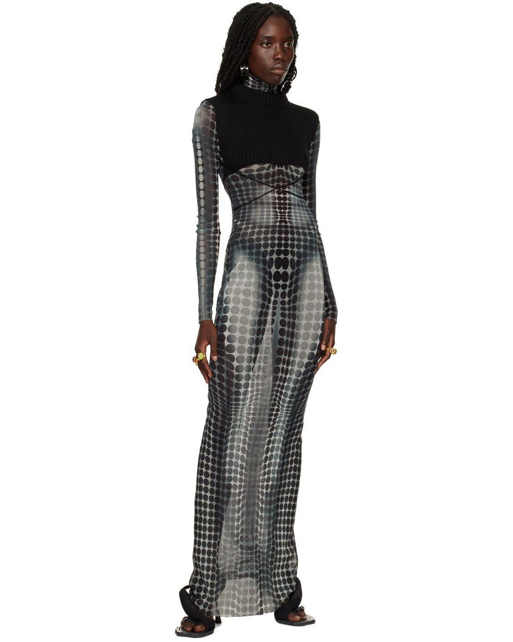 Jean Paul Gaultier Ssense Exclusive Dots Maxi Dress in Black Jean Paul Gaultier Ssense Exclusive Dots Maxi Dress in Black