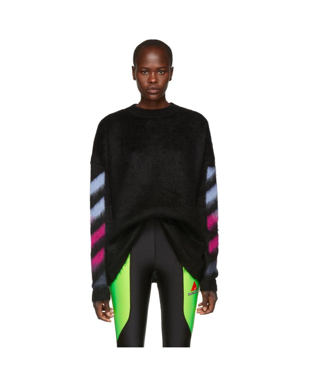 Off-White c/o Virgil Abloh Black Mohair Gradient Sweater | Lyst
