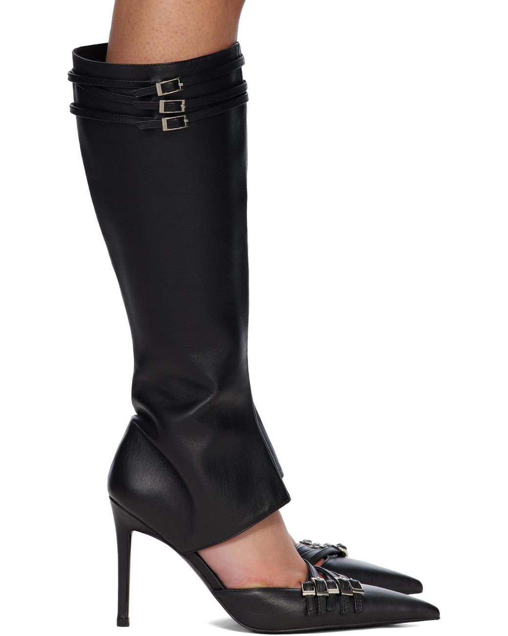Fanci Club Shell Tall Boots in Black | Lyst