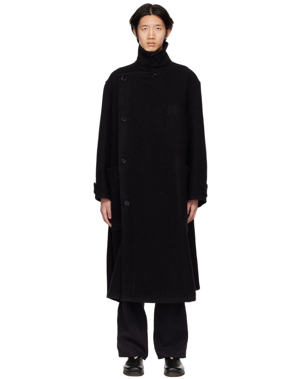 Lemaire Wrap Coat in Black for Men | Lyst