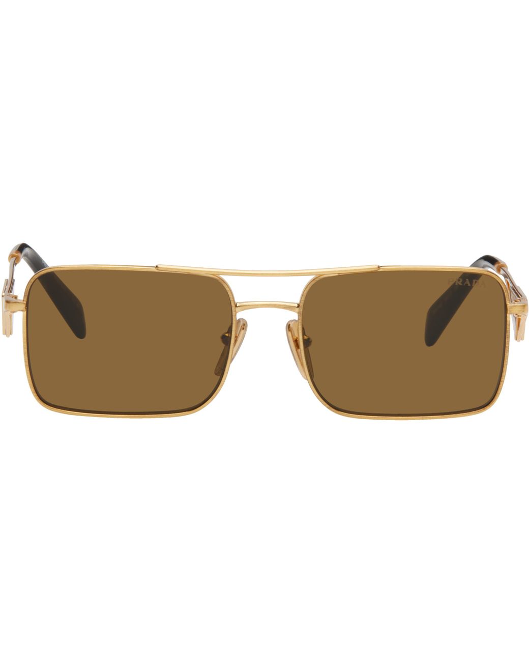 Prada Angular Metal Sunglasses in Black | Lyst UK