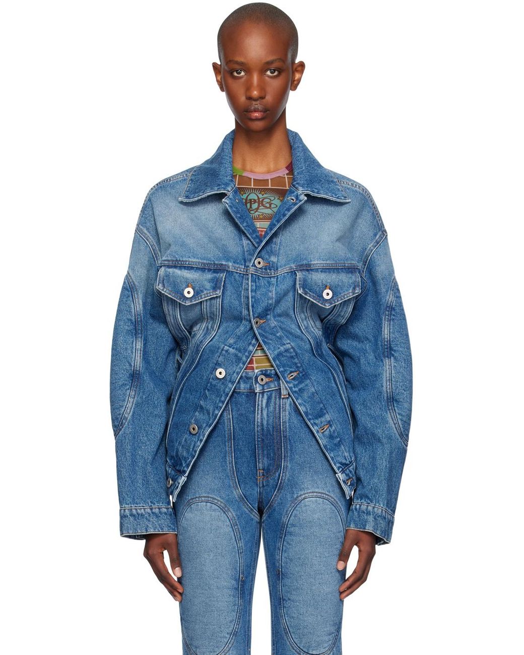 Jean Paul Gaultier Lacing Denim Jacket in Blue | Lyst