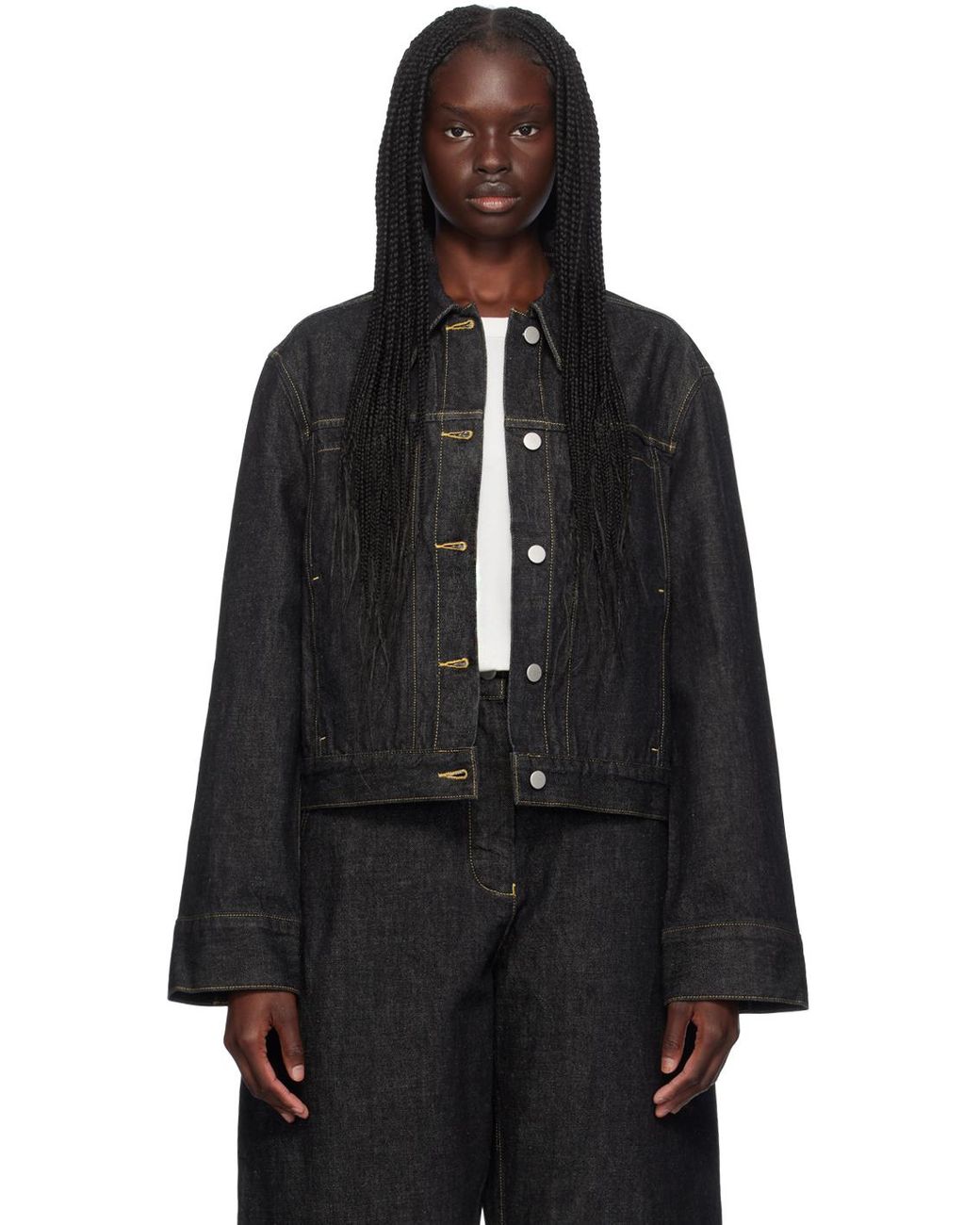 Studio Nicholson Tahoe Denim Jacket in Black | Lyst