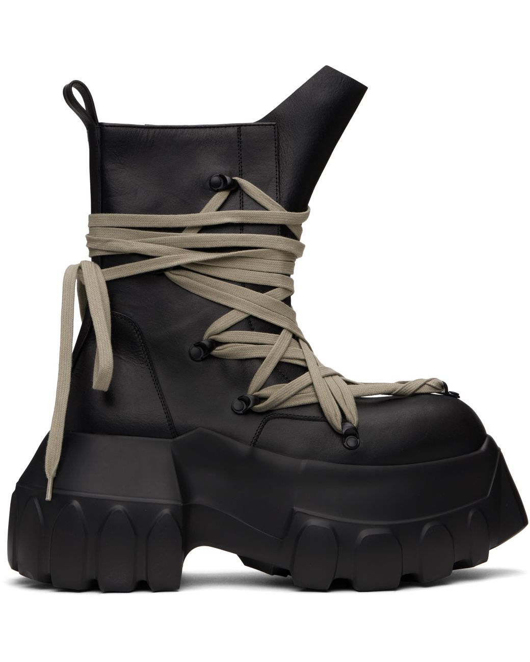 Rick Owens Hollywood Megalace Mega Tractor Boots in Black for Men | Lyst