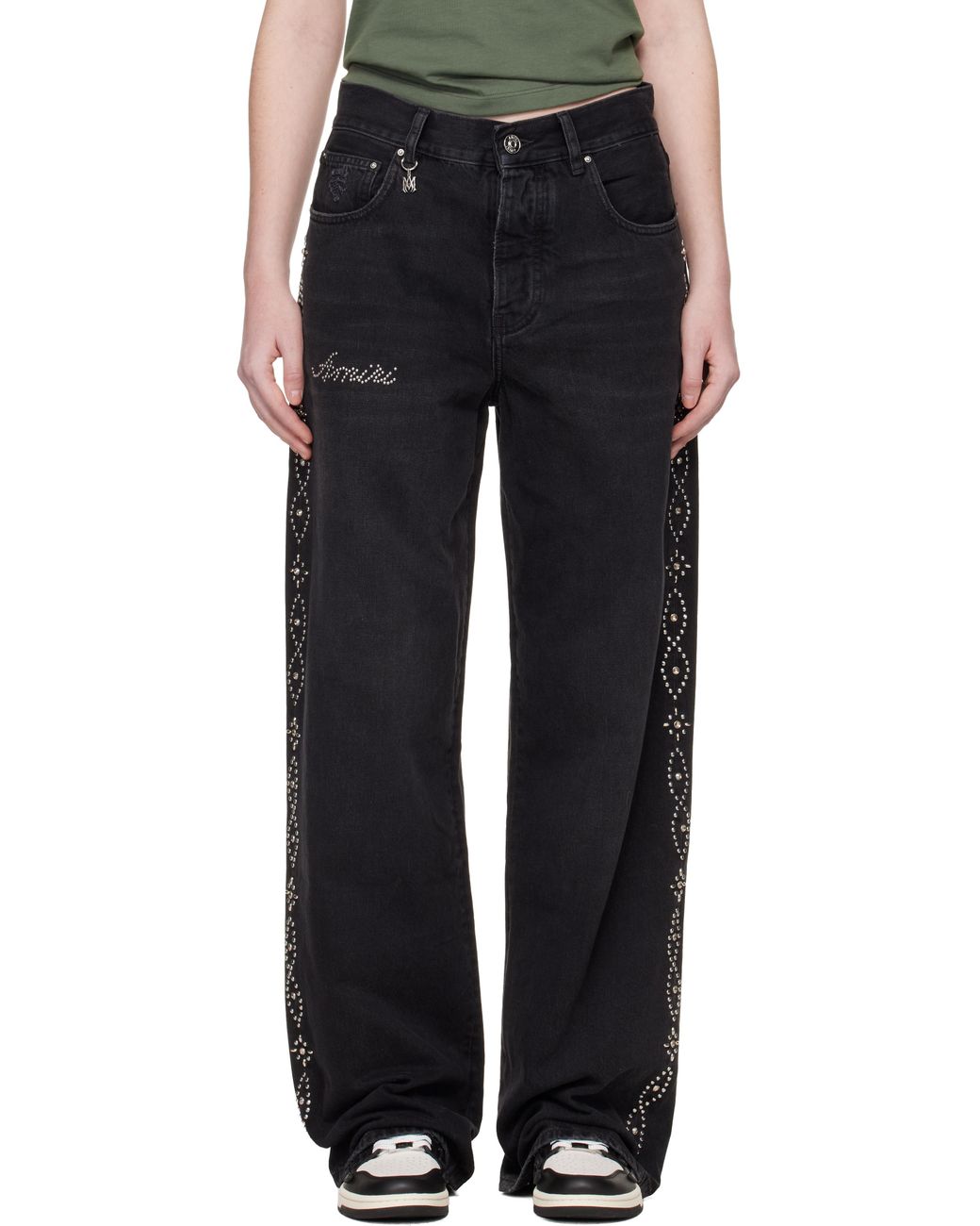 Amiri Stud baggy Jeans in Black | Lyst UK
