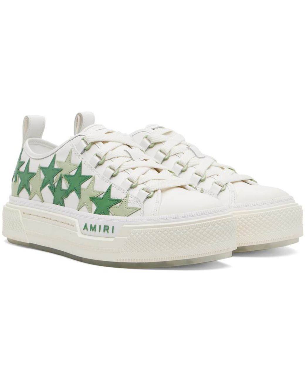 Amiri White & Green Stars Court Low Sneakers in Black for Amiri White & Green Stars Court Low Sneakers in Black for