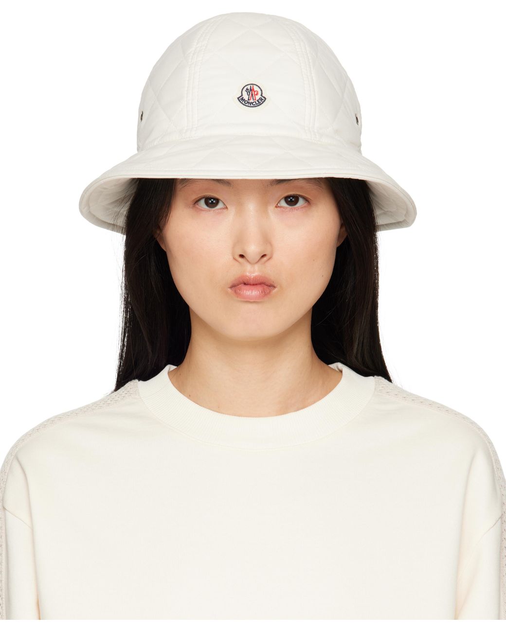 Moncler Off- Quilted Bucket Hat in Natural | Lyst