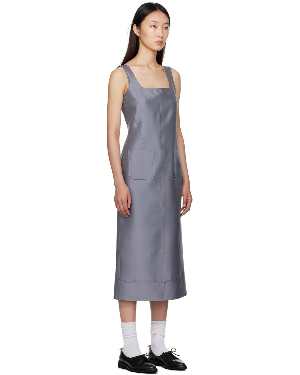 Thom Browne Column Maxi Dress in Black | Lyst