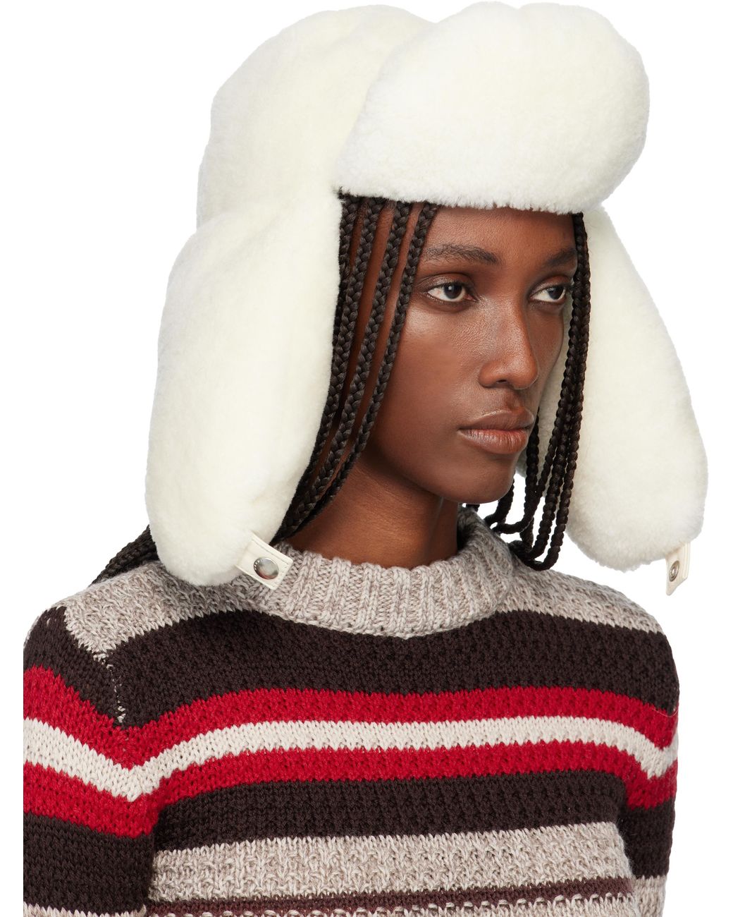 Marni Off- Shearling Aviator Hat in Red | Lyst