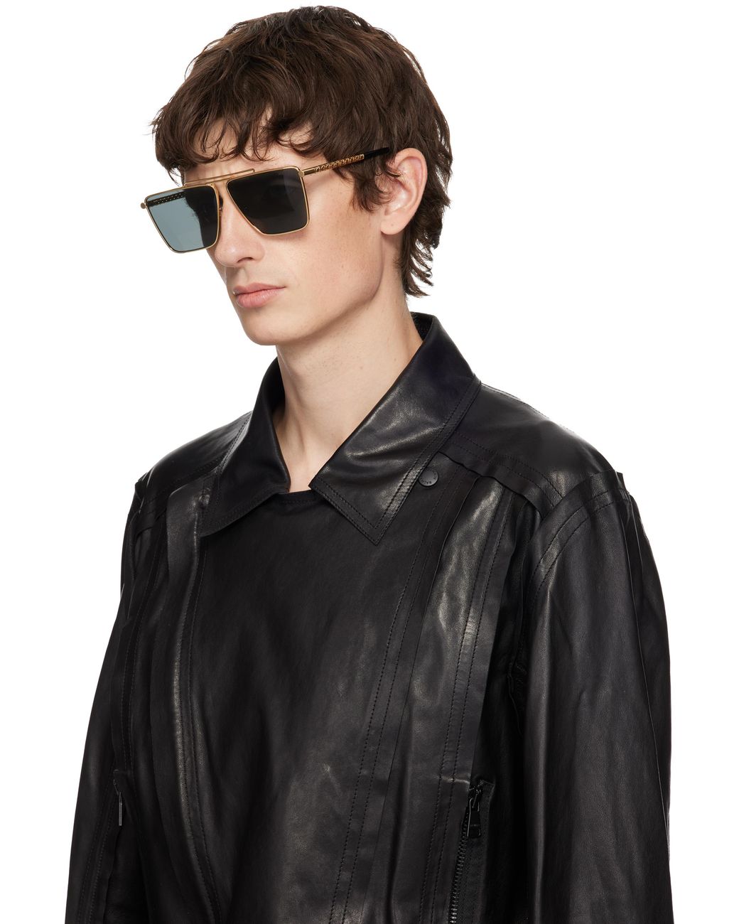 Versace Tubular Greca Sunglasses in Black for Men | Lyst