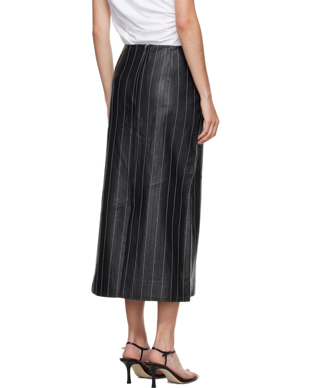 Victoria Beckham Kick Detail Leather Midi Skirt in Black | Lyst
