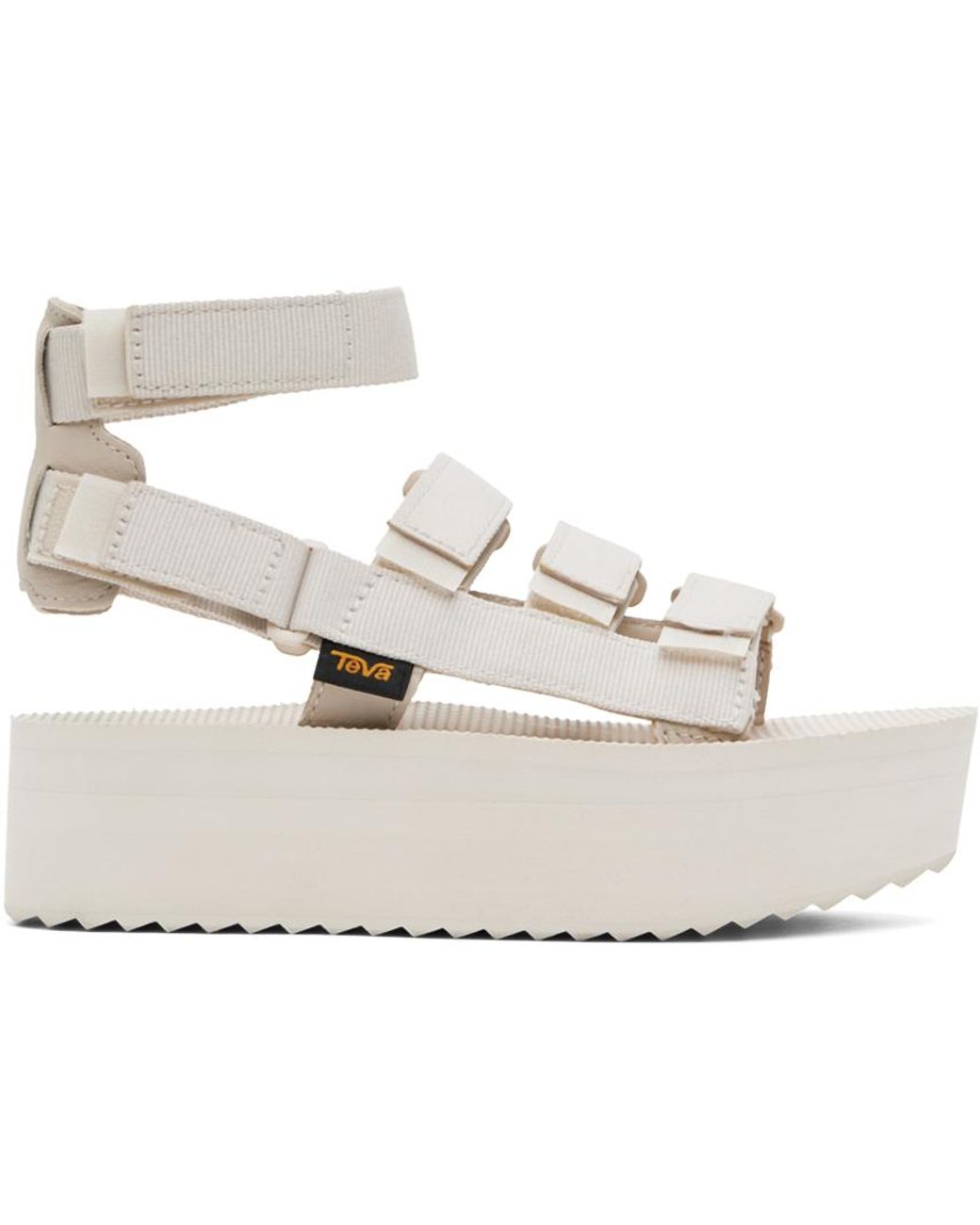Teva Off-white Flatform Mevia Sandals in Black | Lyst