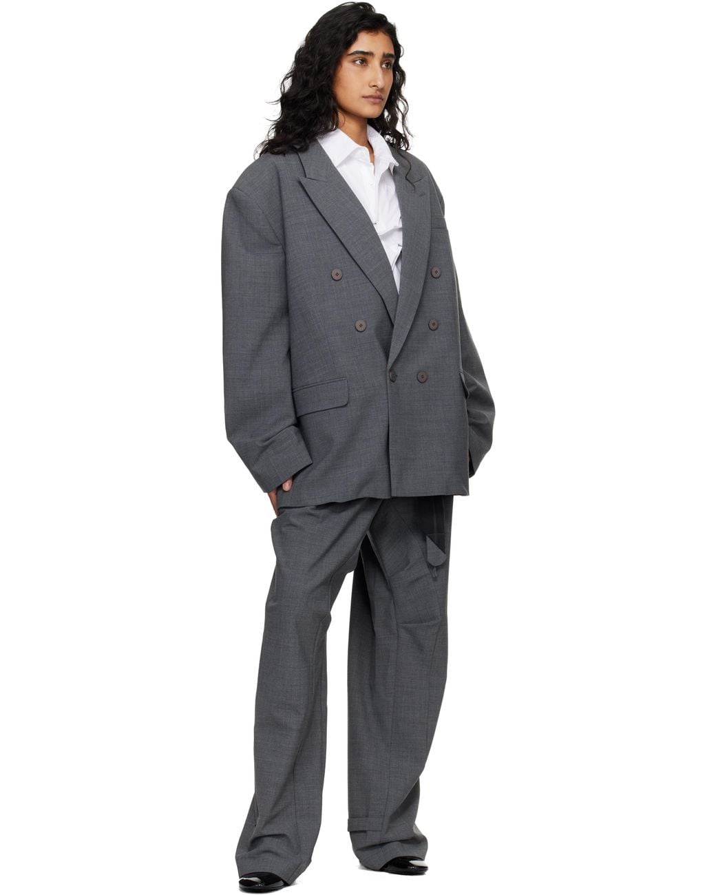 OTTOLINGER Strapped Baggy Suit Trousers in Black | Lyst UK