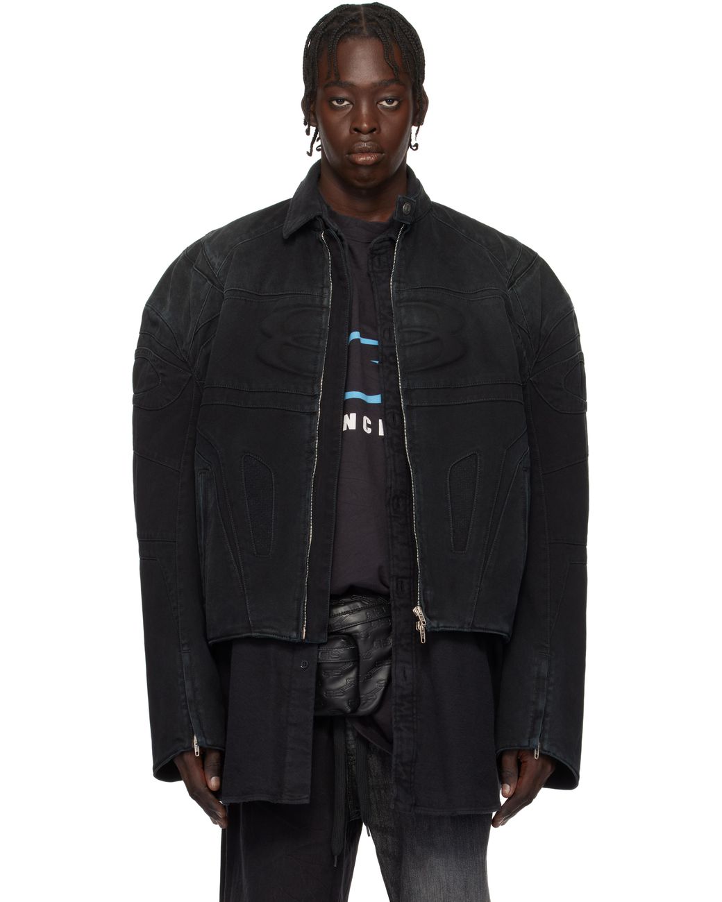 Balenciaga Racer Denim Jacket in Black for Men | Lyst
