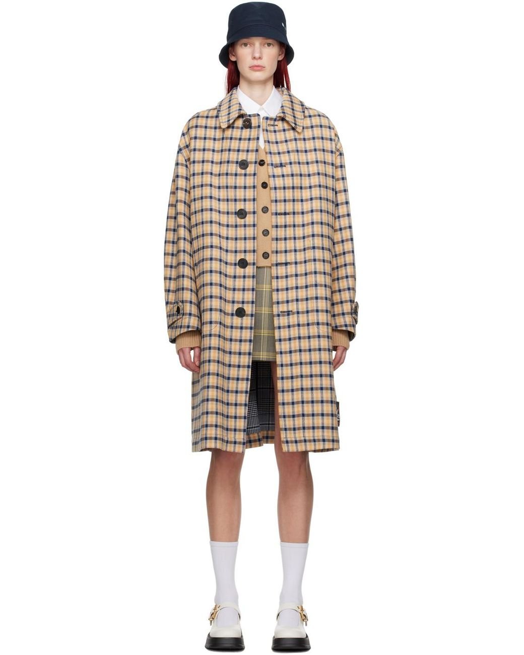 Marni Check Reversible Coat in Black | Lyst