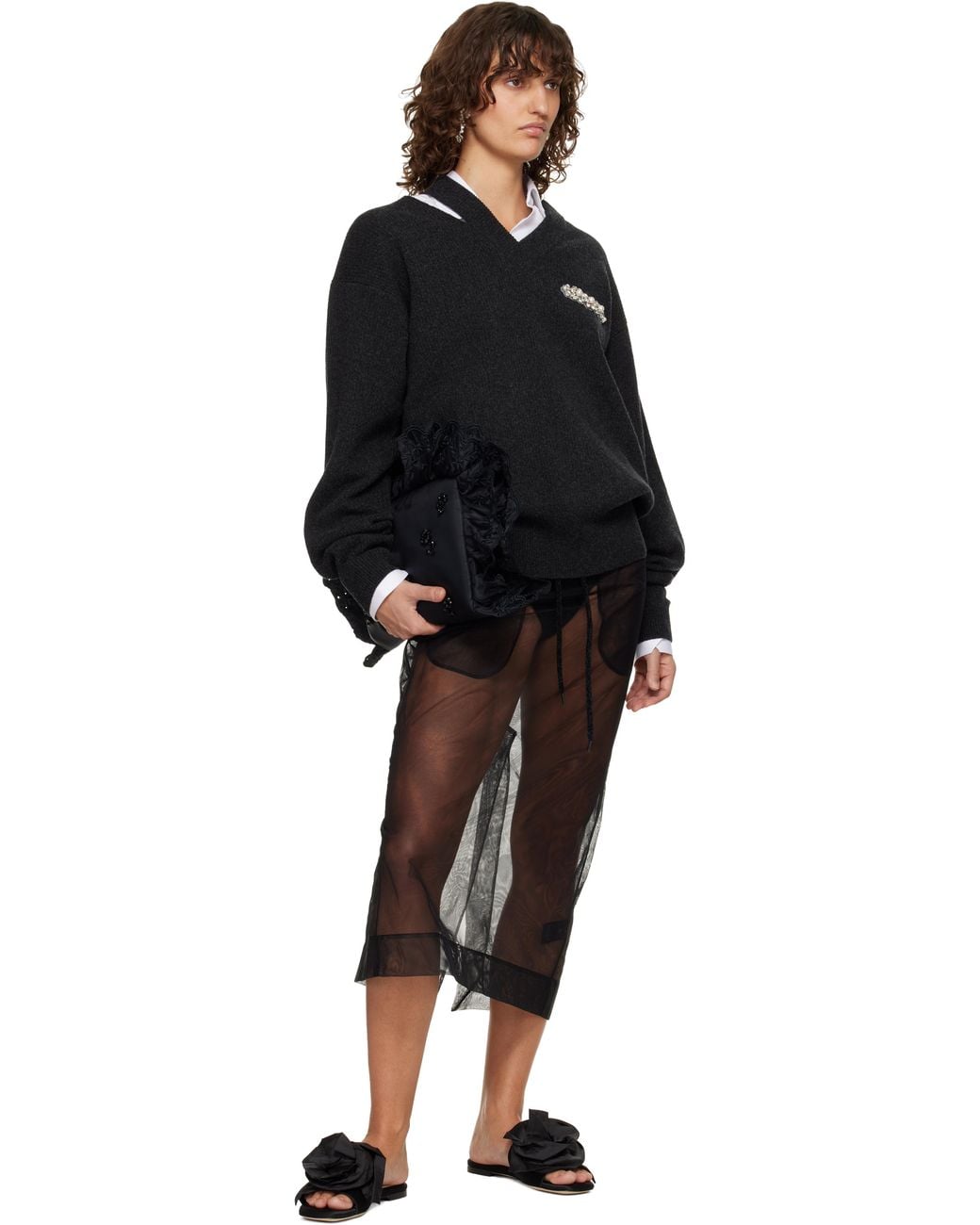 Simone Rocha Merino Seam Bite Sweater in Black | Lyst UK