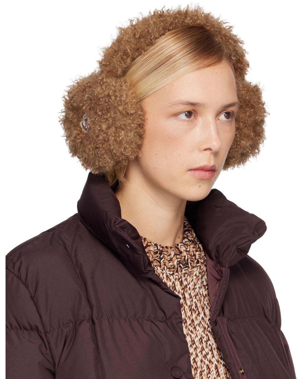 Moncler Logo Ear Muffs in Brown | Lyst UK