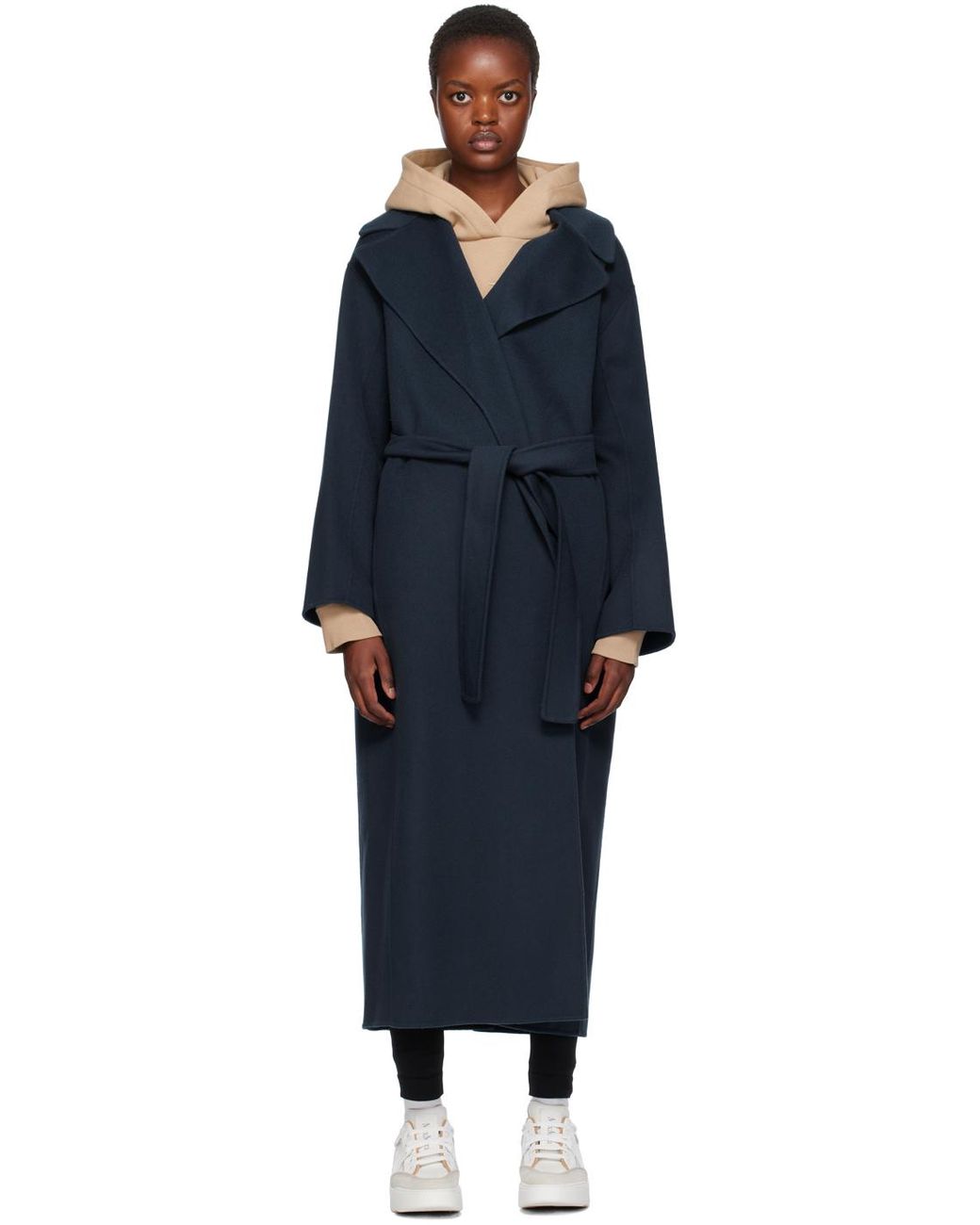Max Mara Navy Olivia Coat in Black | Lyst