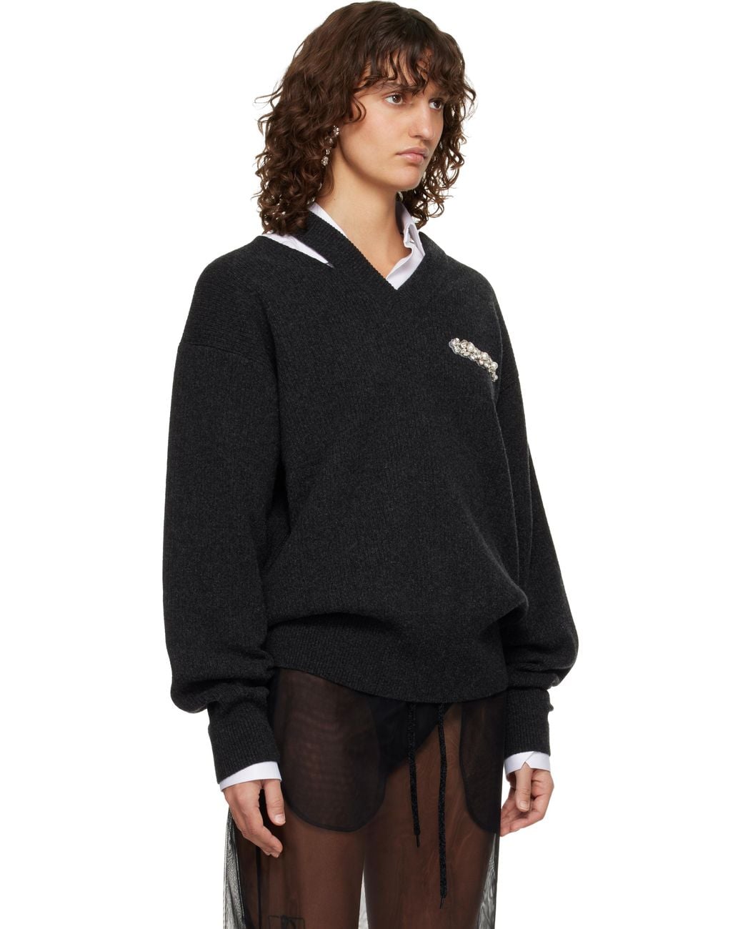 Simone Rocha Merino Seam Bite Sweater in Black | Lyst UK