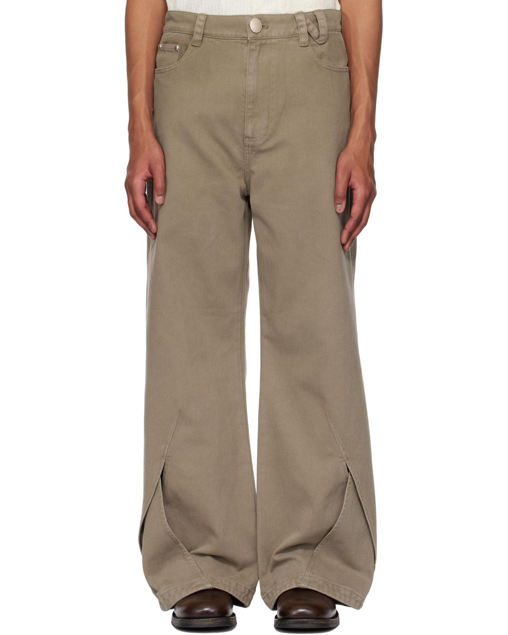 NULLUS Intertwined Structure Jeans in Brown for Men | Lyst