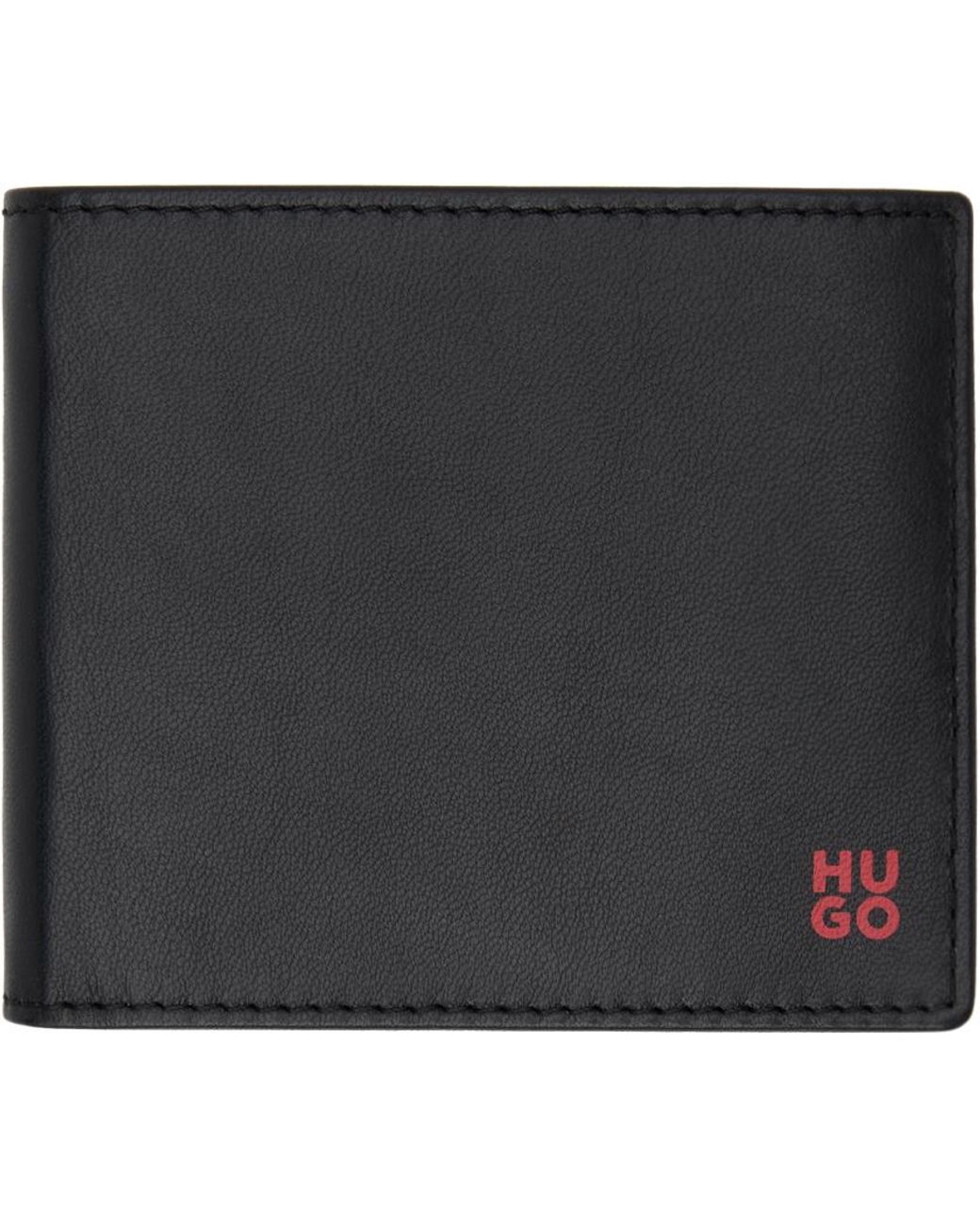 HUGO Stacked Logo Wallet in Black for Men | Lyst