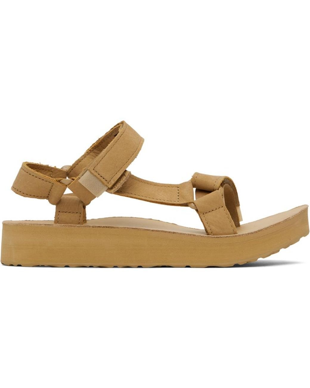 Teva Beige Midform Universal Leather Sandals in Black | Lyst