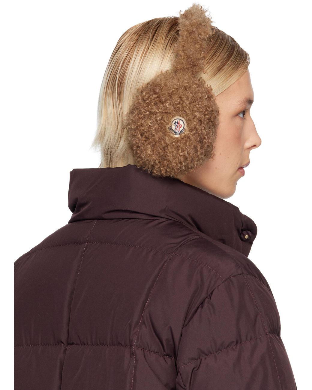 Moncler Logo Ear Muffs in Brown | Lyst UK