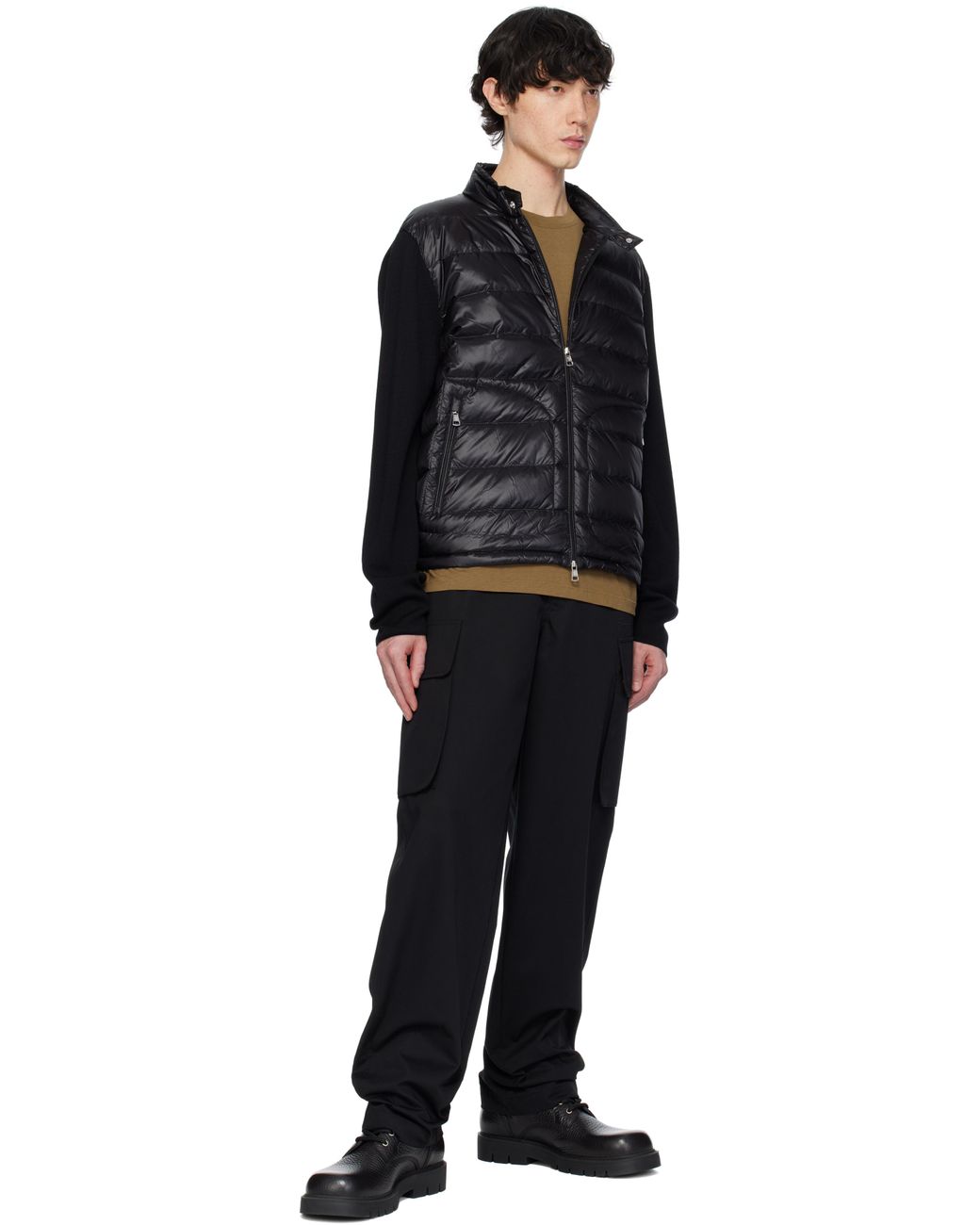 Moncler Padded Wool Zip-Up Down Jacket in Black for Men | Lyst