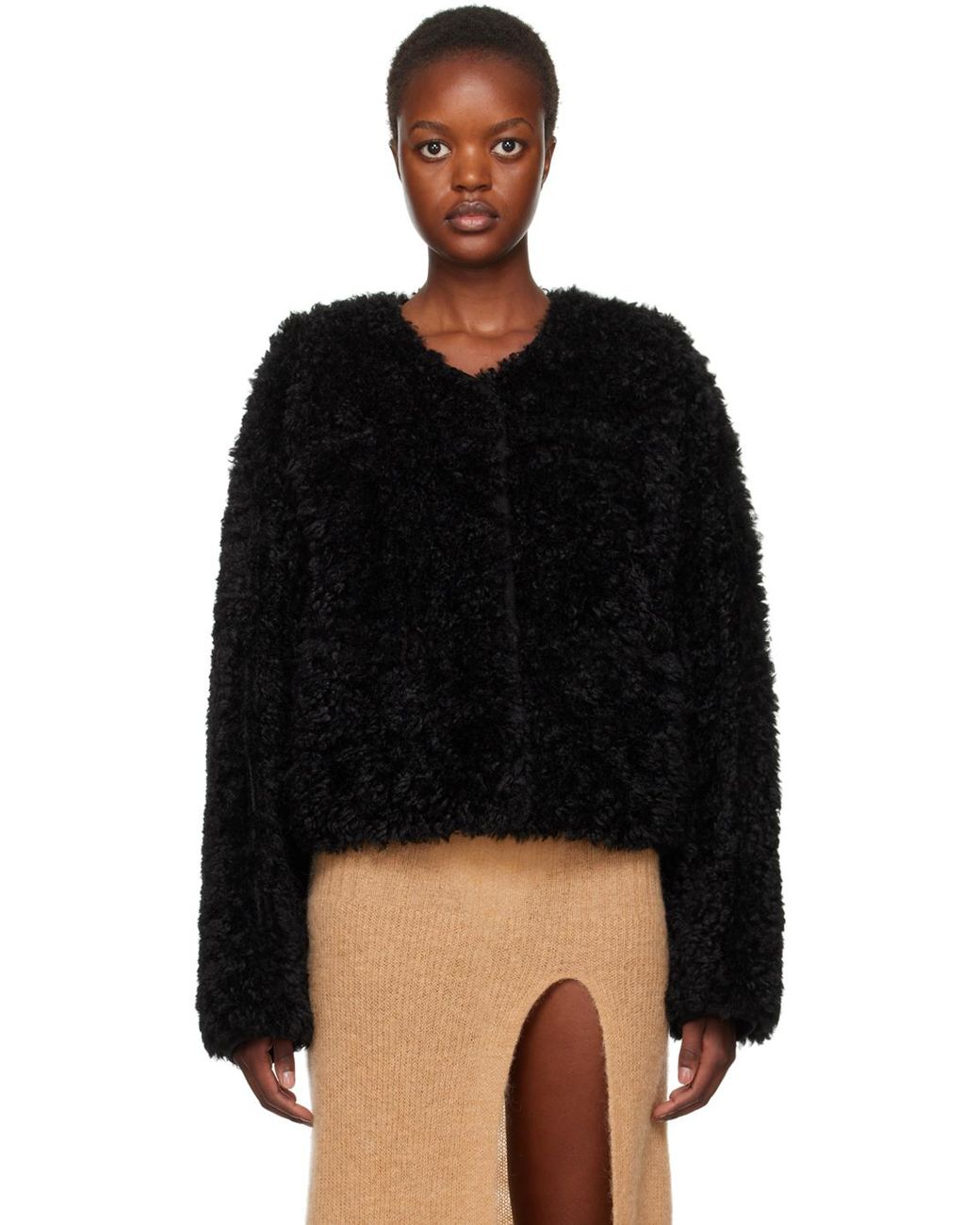 Stand Studio Black Charmaine Reversible Faux-shearling Jacket | Lyst