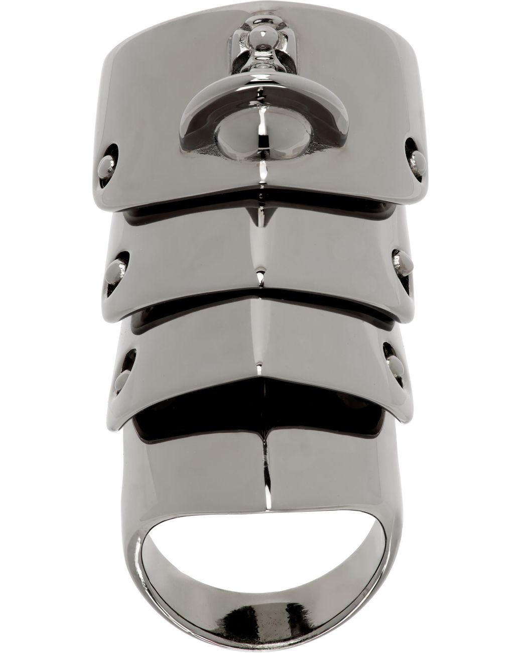 Vivienne Westwood Gunmetal Armour Ring in Gray for Men | Lyst