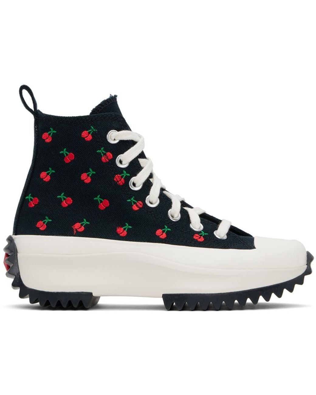 Converse Run Star Hike Platform Cherries High Top Sneakers in Black | Lyst