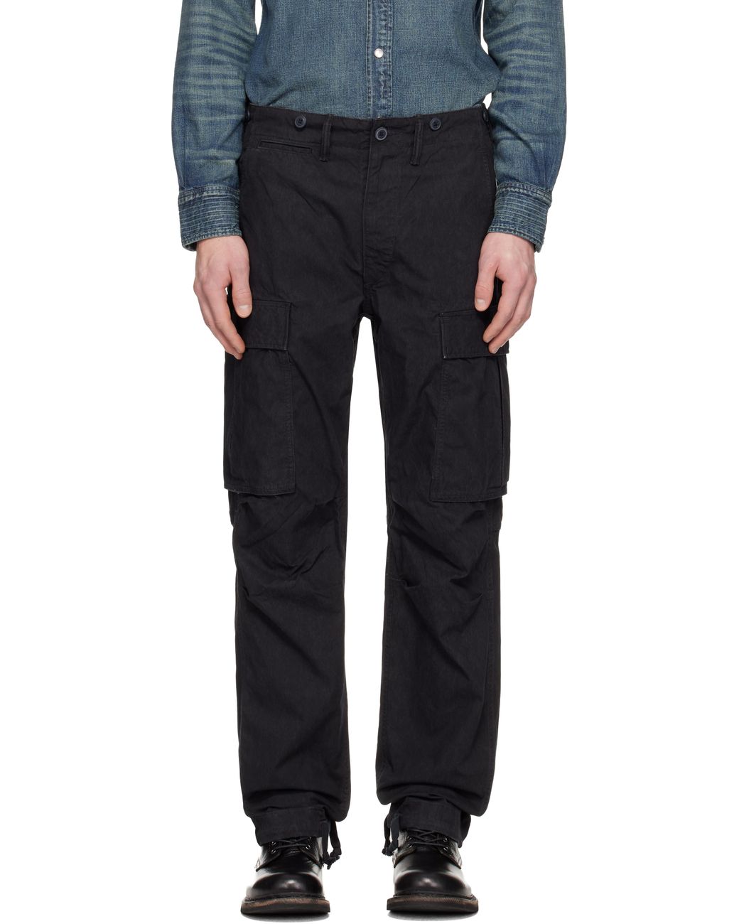 RRL Surplus Poplin Cargo Pants in Black for Men | Lyst