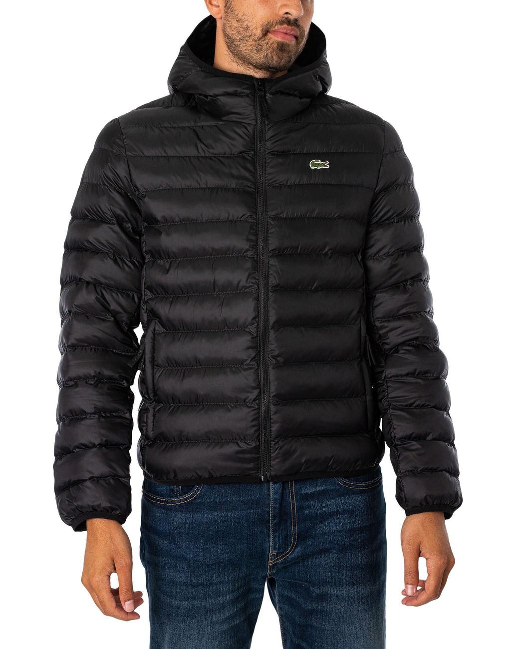 Lacoste Logo Puffer Jacket in Black for Men | Lyst UK