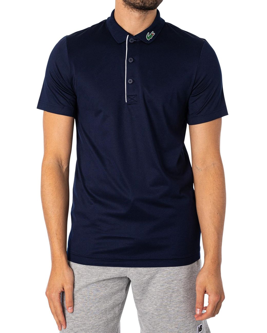 Lacoste Sport Collar Logo Polo Shirt in Blue for Men | Lyst Canada