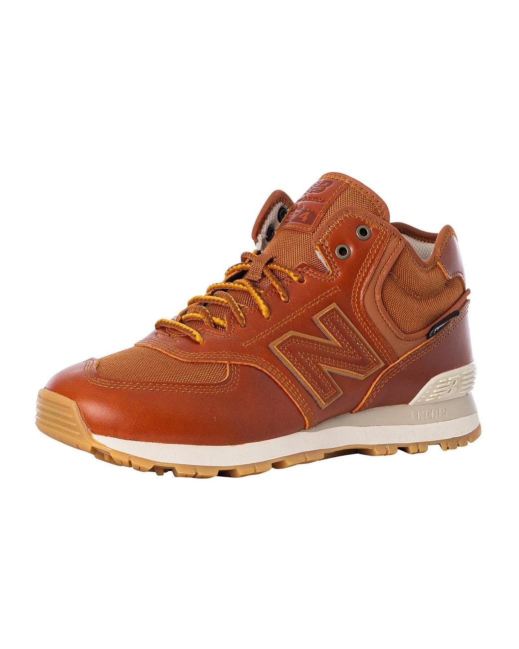 New Balance 574h Leather Trainers in Brown for Men | Lyst UK