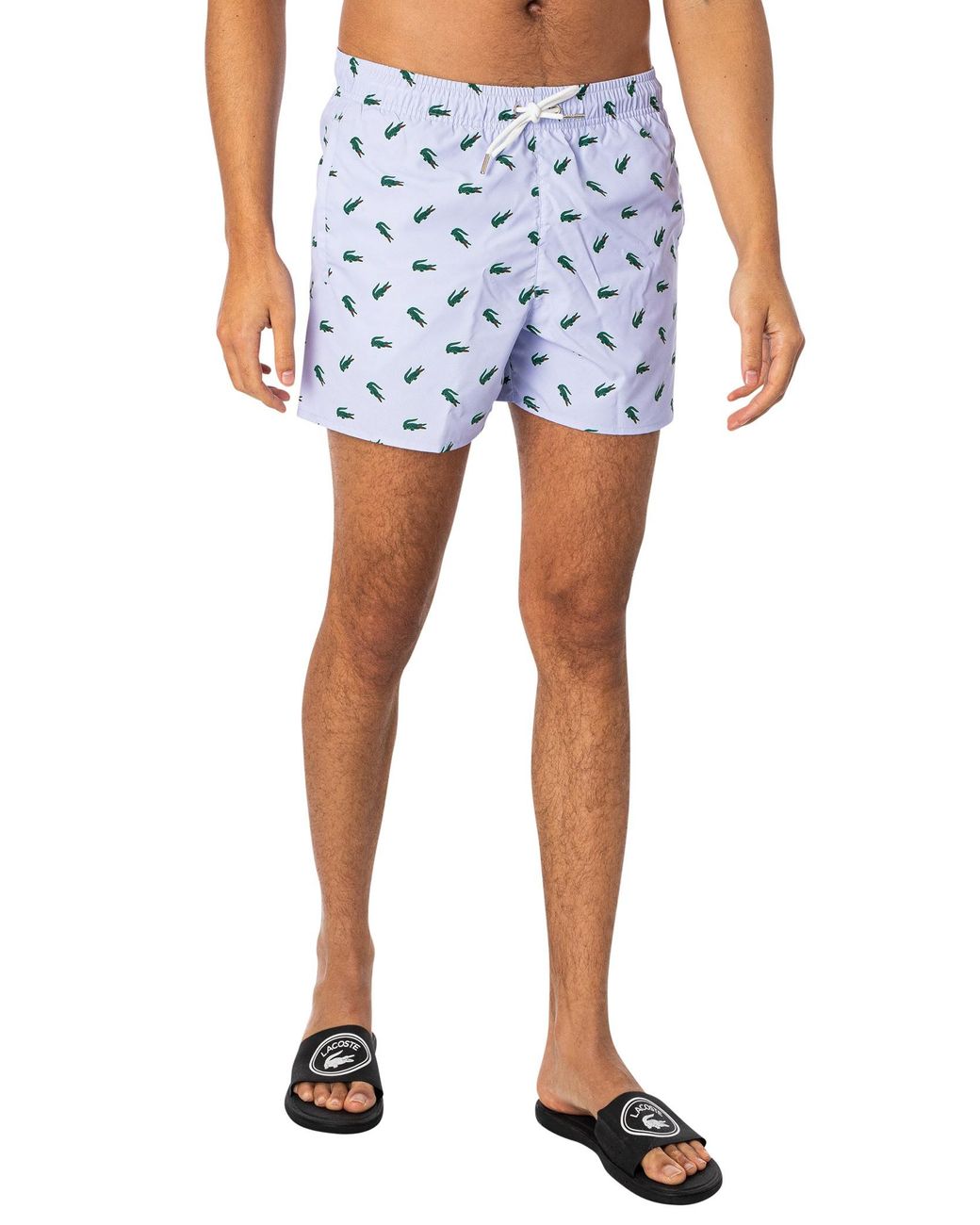 Lacoste Croc Pattern Swim Shorts in Blue for Men | Lyst