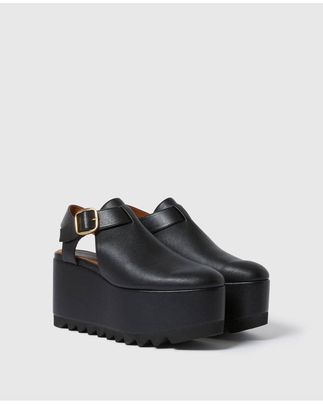 Stella McCartney Elyse Closed-toe T-bar Platform Sandal in Black | Lyst