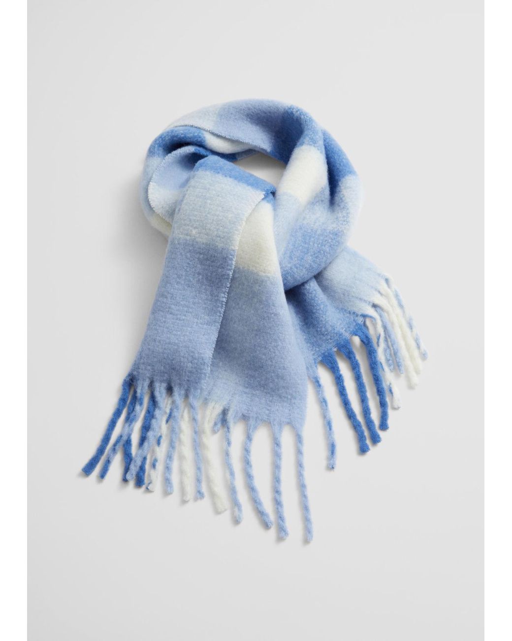 & Other Stories Checked Wool-blend Scarf in Blue | Lyst