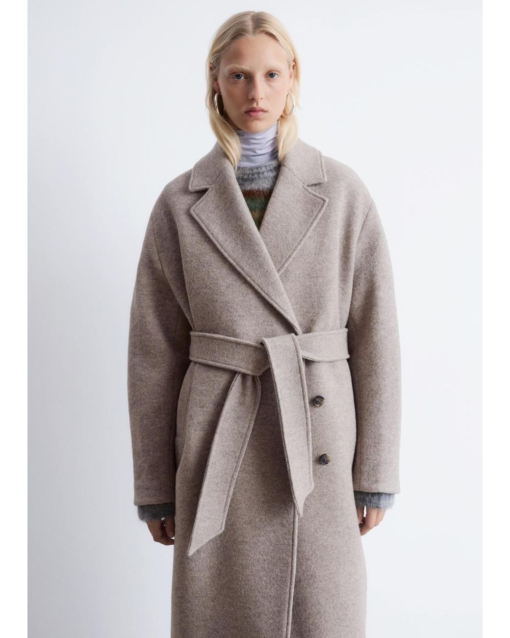 & Other Stories Voluminous Belted Wool Coat | Lyst