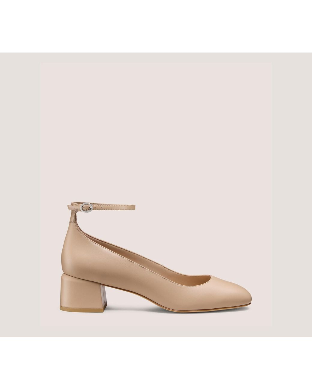 Stuart Weitzman Emilee Strap Pump 45 in Natural | Lyst