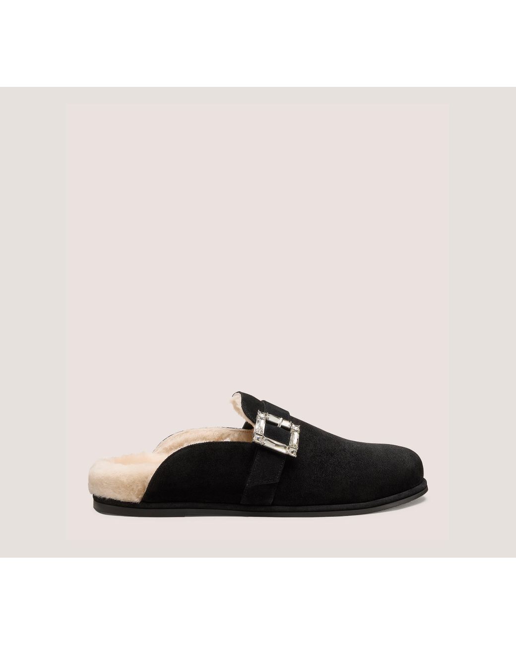Stuart Weitzman June Shearling Mule in Black | Lyst