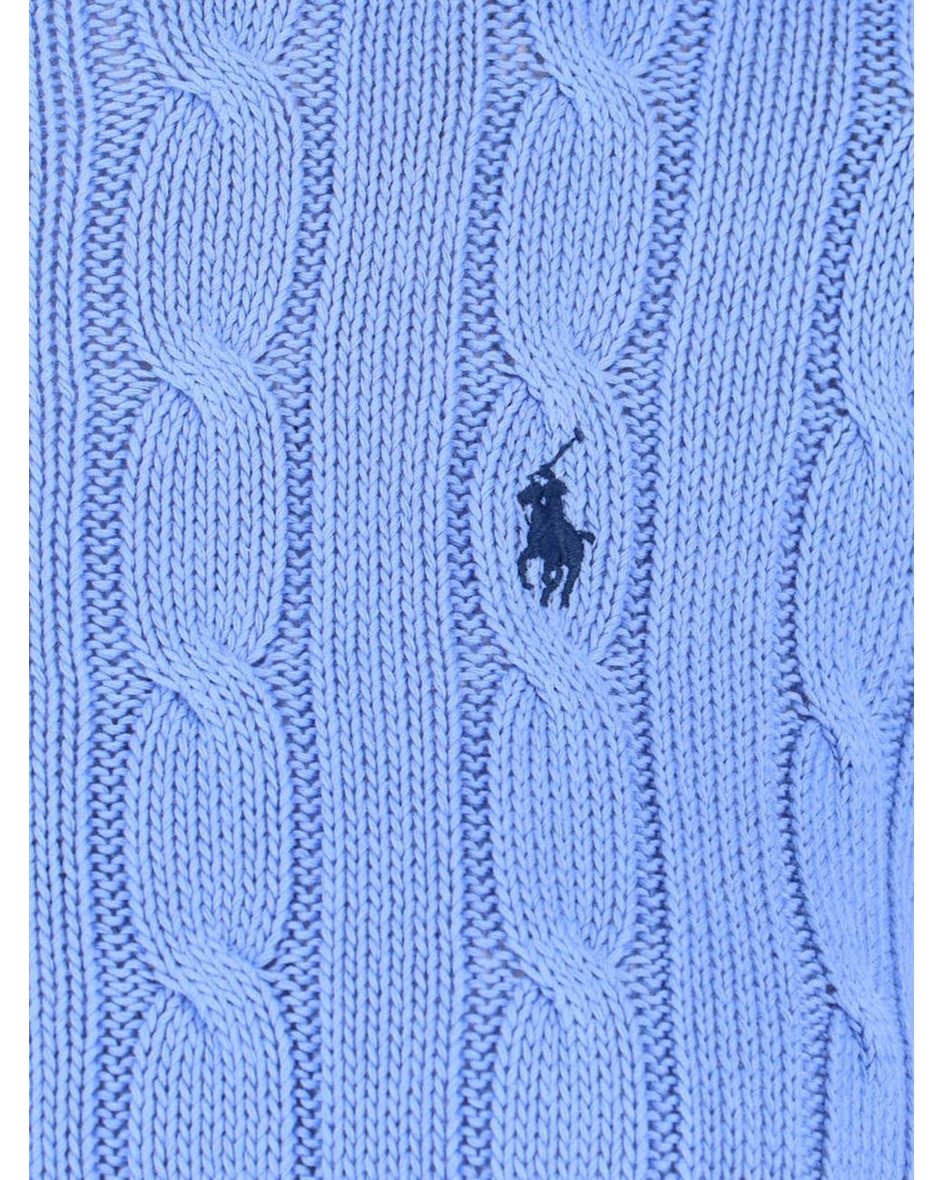 Polo Ralph Lauren Cable Knit Logo Sweater in Blue | Lyst UK